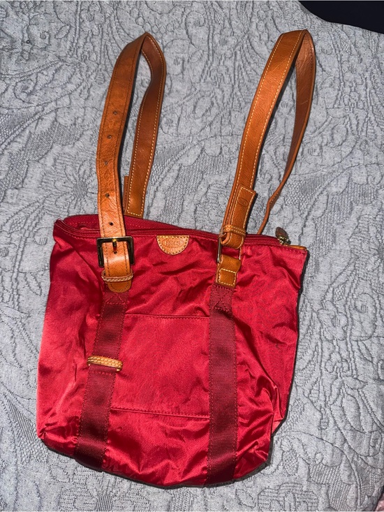 Bric's | Bags | Brics Milano Red Nylon Leather Trim Mini Shopper Bag ...